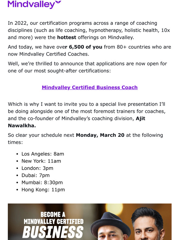Mindvalley: Become a Mindvalley Certified Business Coach | Milled