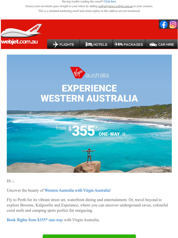 Webjet: $355 one-way to Perth with Virgin Australia ️ | Milled