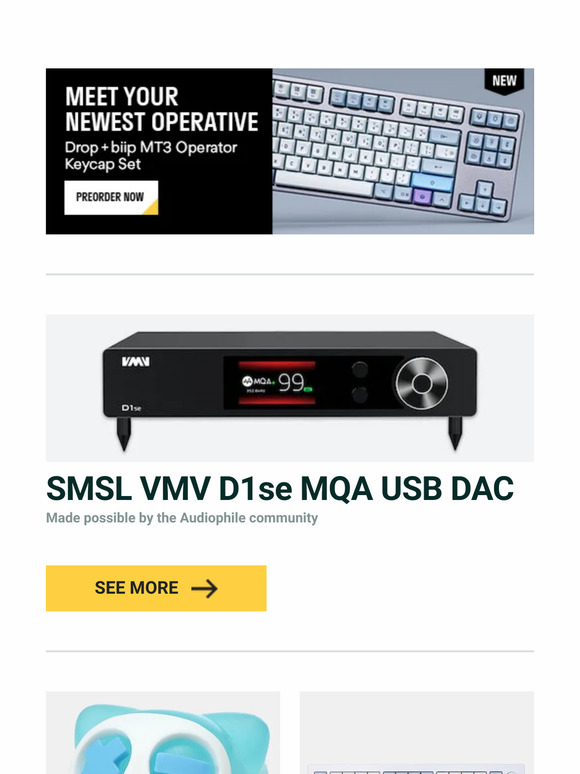 Drop: SMSL VMV D1se MQA USB DAC, KeycapKust Cat XI Resin Artisan Keycap ...