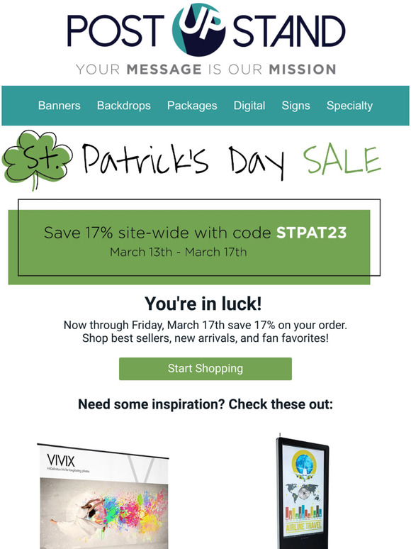Post Up Stand: ☘️ Our Annual St. Patrick's Day Sale Starts TODAY! ☘️ ...