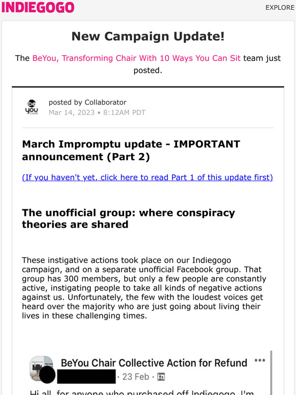 Indiegogo: 📢 Update #29 from BeYou, Transforming Chair With 10 Ways You ...