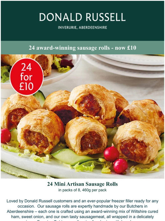 Donald Russell: 24 Award-winning Sausage Rolls - £10 💥 | Milled
