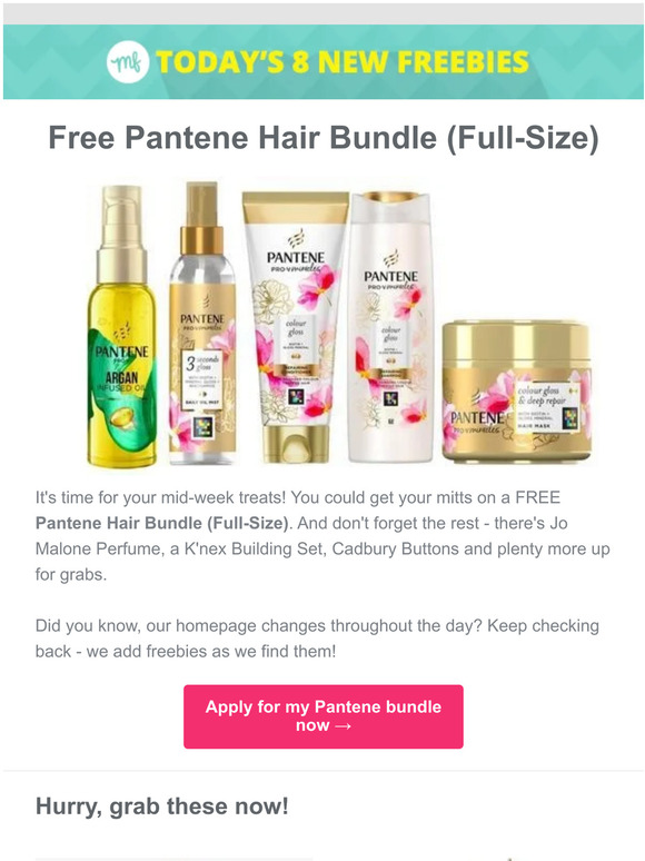 Free Stuff World: Free Pantene Hair Bundle (Full-Size) | Milled