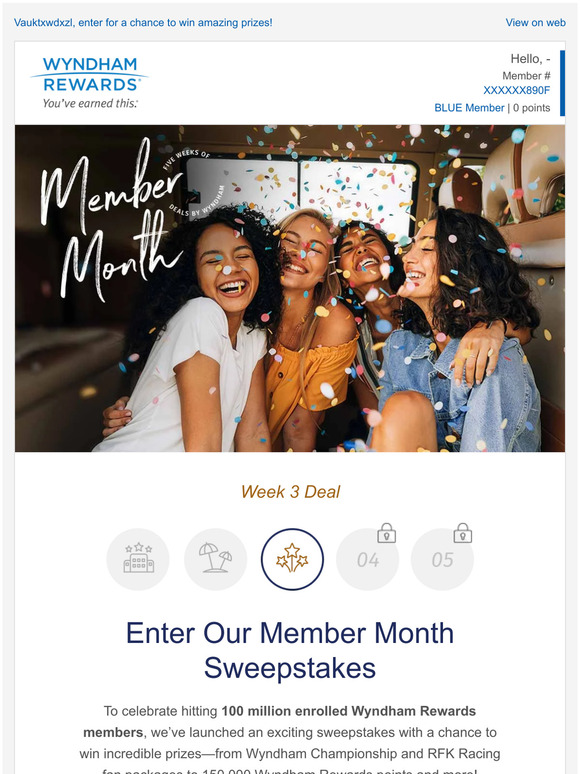 Wyndham Hotels: 🎉 Our Member Month Sweepstakes Is On 🎉 | Milled