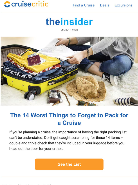 Cruise Critic: Don't Forget to Pack These Essentials for Your Cruise, 5 ...
