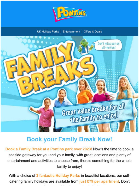 Pontins: 🙂 Why not book a Family Break today! 👪 With apartments ...