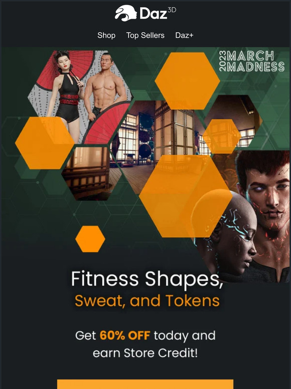 DAZ 3D: Fitness Shapes, Sweat, and Tokens | Milled