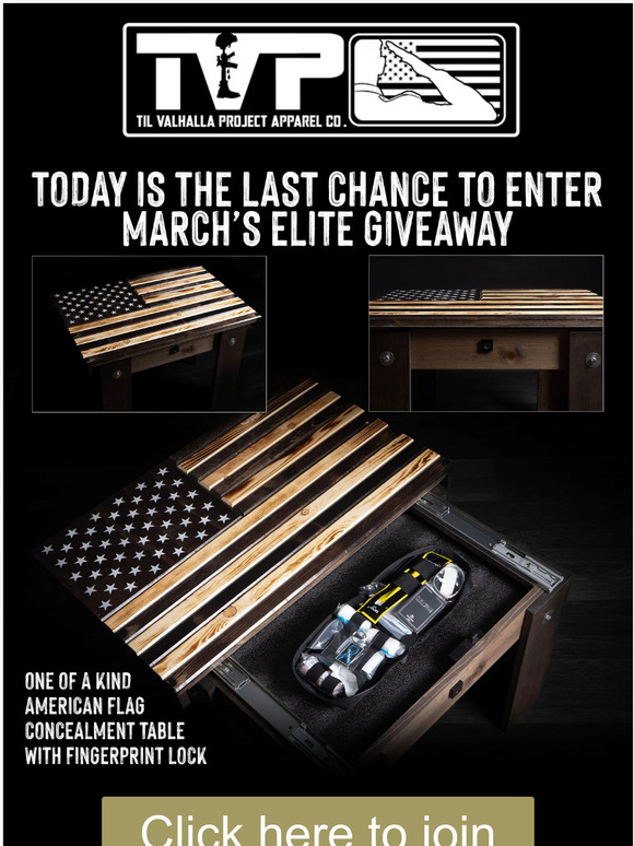 Til Valhalla Project: Last Chance To Win This Concealment Table! | Milled