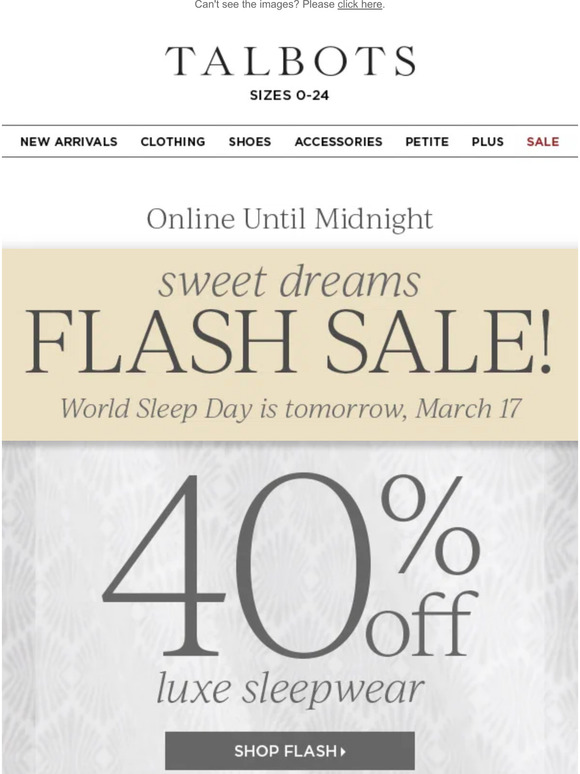 Talbots: 40% off luxe sleepwear ⚡ ENDS MIDNIGHT ⚡ | Milled