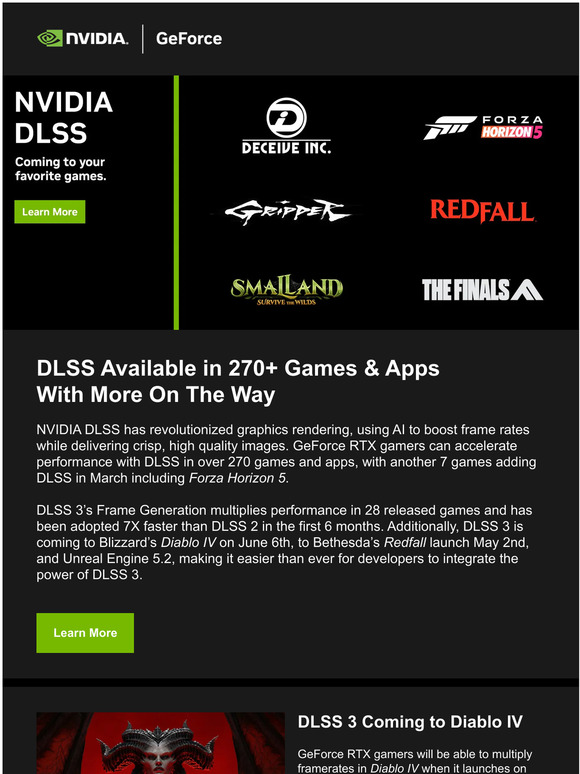 Nvidia: DLSS Available In 270+ Games & Apps - DLSS 3 Coming to Diablo IV, Redfall and more. | Milled