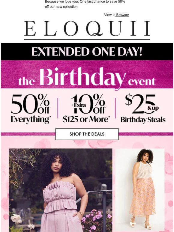 Eloquii: EXTENDED ONE DAY: The Birthday Event! | Milled