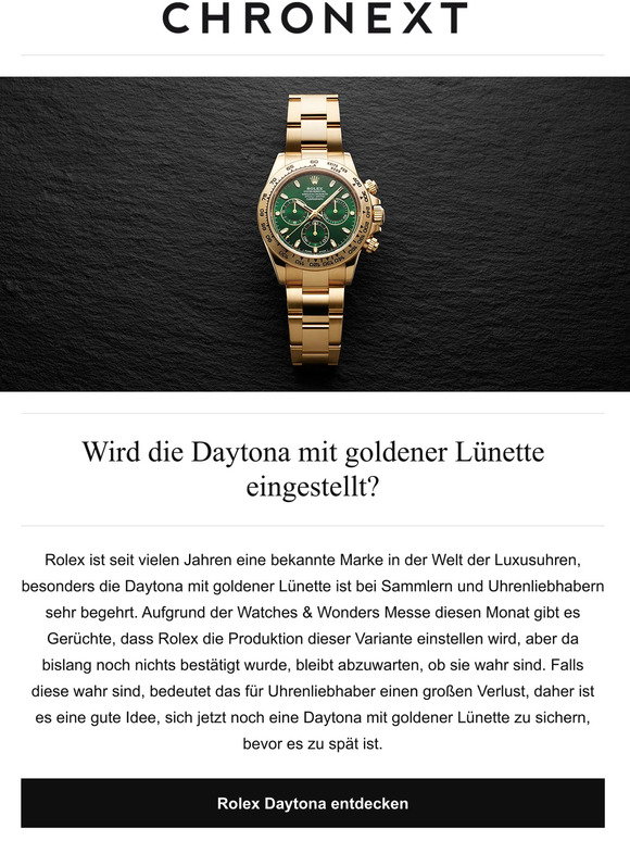 CHRONEXT: Das Ende einer Ära: Ist die Rolex Daytona mit goldener ...