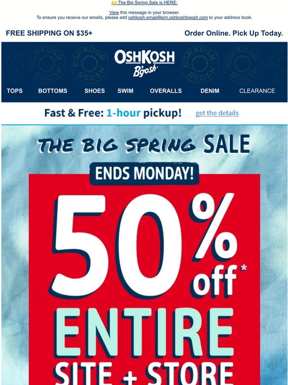 OshKosh B'gosh: 50% OFF ENTIRE SITE + STORE 🙌 | Milled