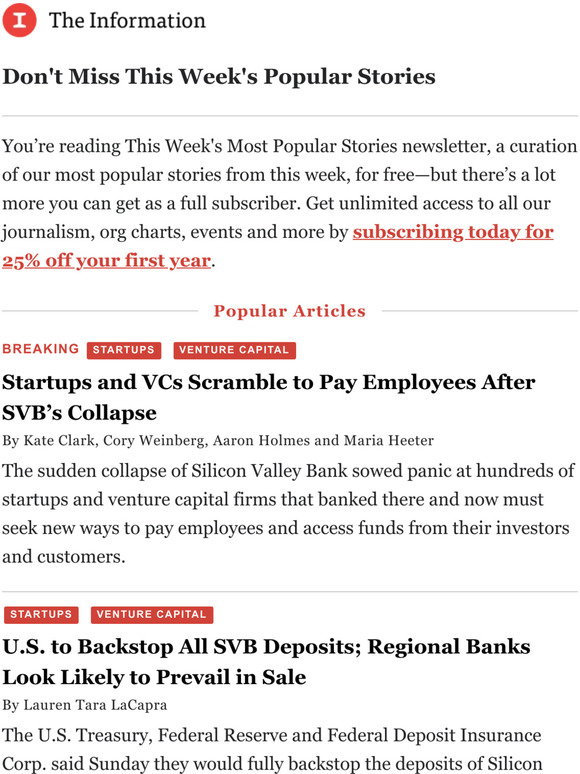 The Information: This Week's Most Popular Stories | Milled