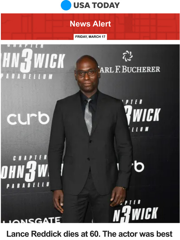 USA TODAY: News alert: Lance Reddick dies at 60. The actor was best ...