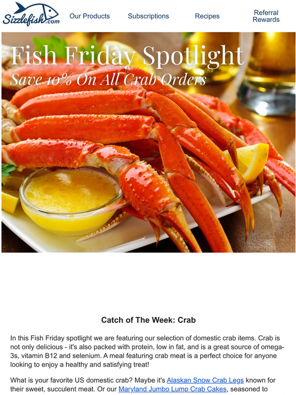 Sizzlefish: This Week's Fish Friday - Wild Domestic Crab! | Milled