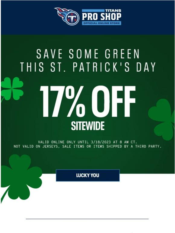 Titans Pro Shop: Celebrate St. Patrick's Day with Titans Gear! 🍀 | Milled