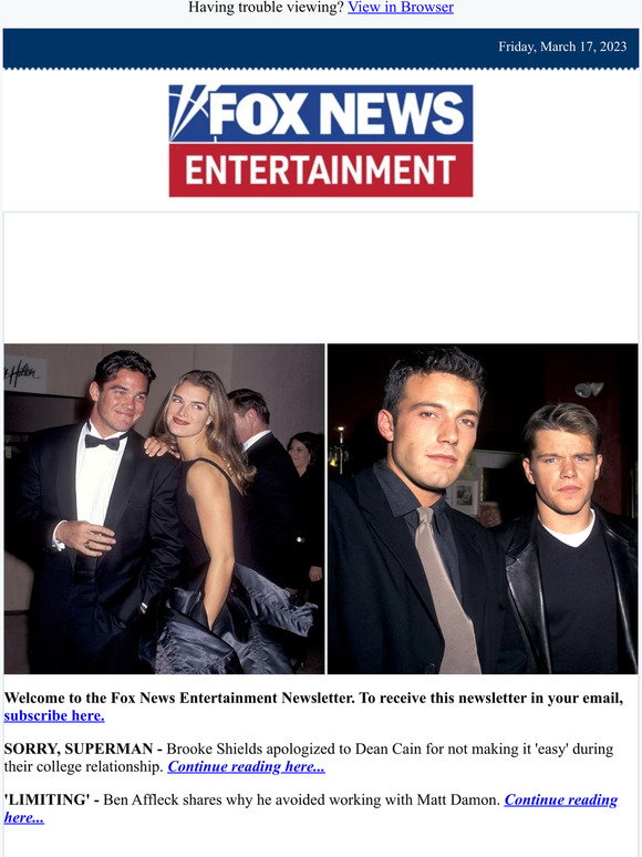 Fox News: Brooke Shields apologizes to Dean Cain for their relationship ...