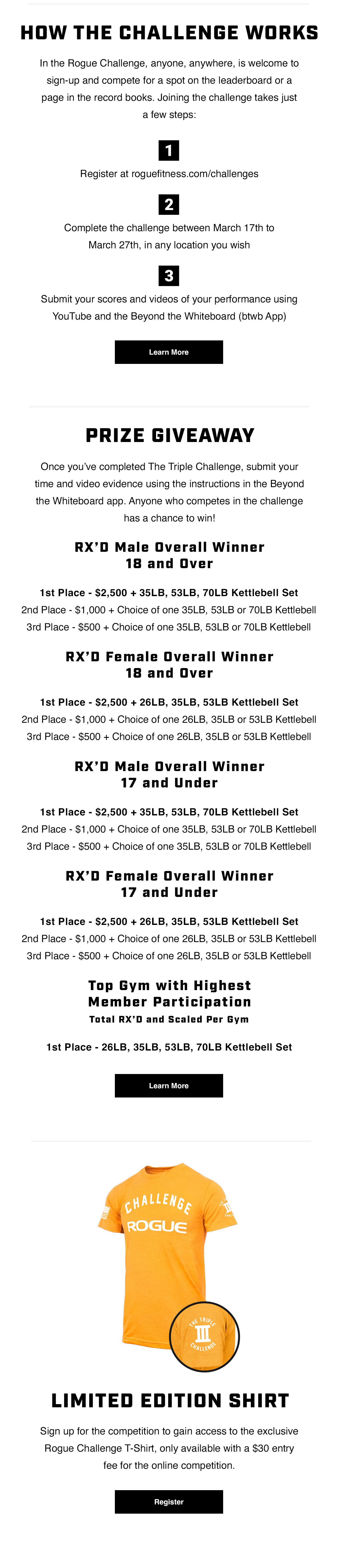 Rogue Fitness: The Triple Challenge Starts Now - Register and Submit Your Score! | Milled