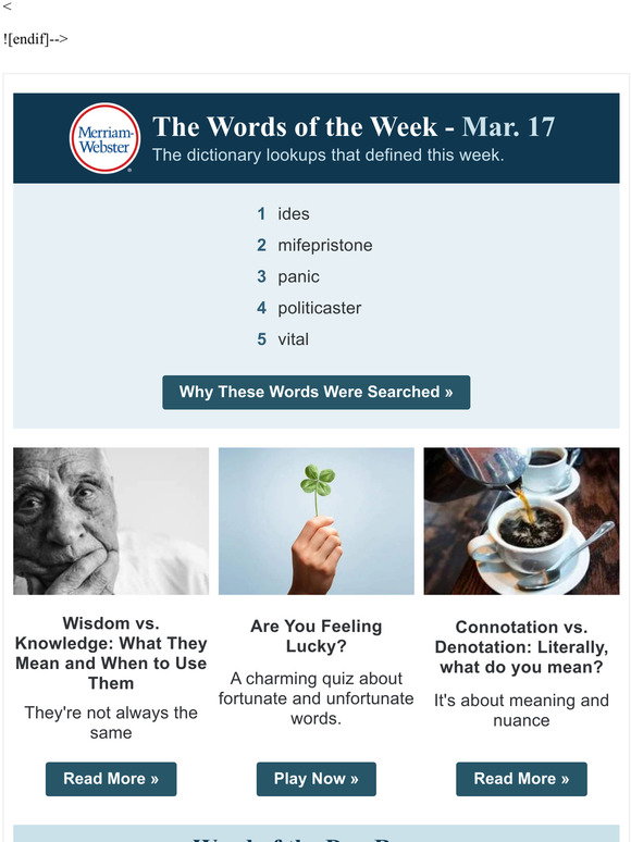 Merriam-Webster: Words of the Week: ides, mifepristone, and more | Milled