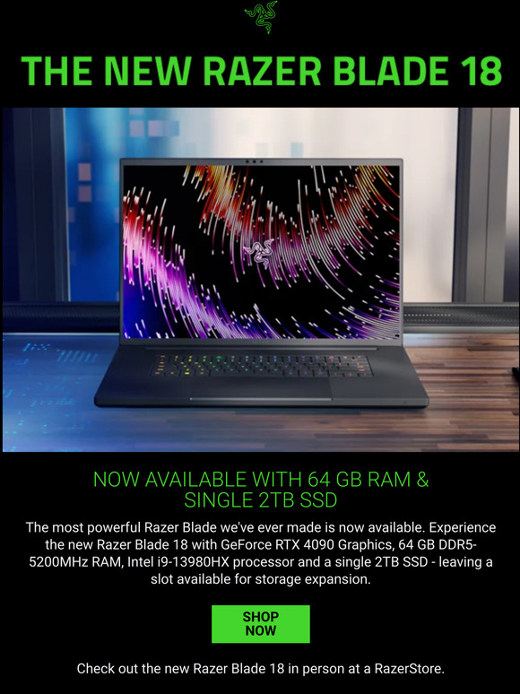 Razer: Razer Blade 18 Now Available with 64 GB RAM | Milled