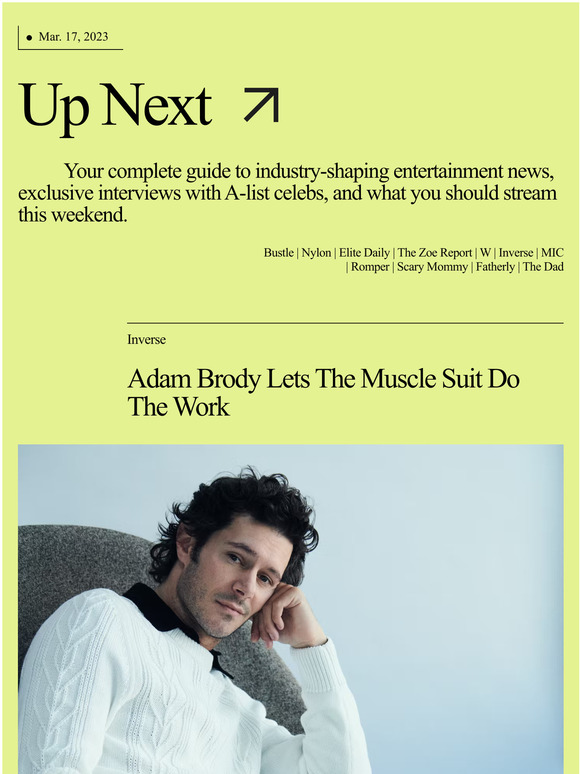 Nylon: Adam Brody Lets The Muscle Suit Do The Work | Milled