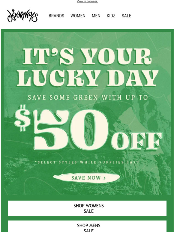 Journeys Email Newsletters: Shop Sales, Discounts, and Coupon Codes