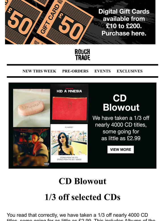 Rough Trade: CD Blowout 1/3 off nearly 4000 CDs / Just arrived super ...
