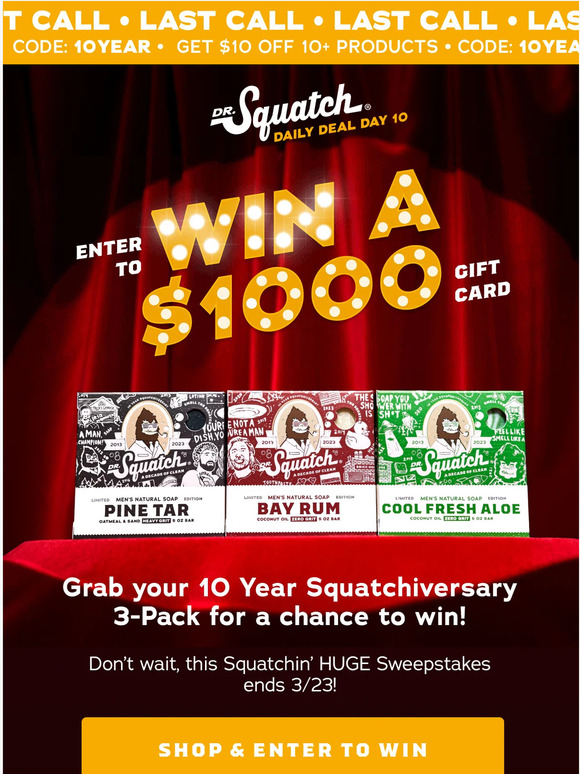 Dr. Squatch: Win a $1000 Squatch Gift Card! | Milled