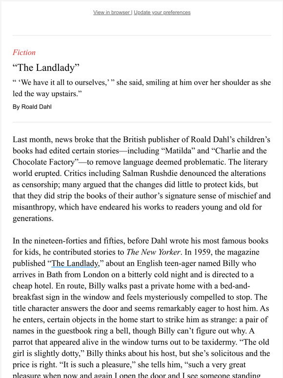 The New Yorker: A Roald Dahl Story for Adults | Milled