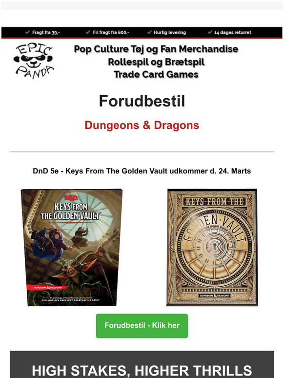 Epic Panda: Forudbestil DnD 5e - Keys From The Golden Vault | Milled