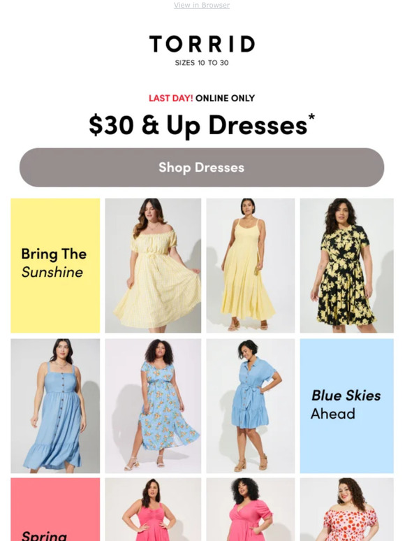 Torrid: This just in: $30+ NEW dresses 🌸 | Milled