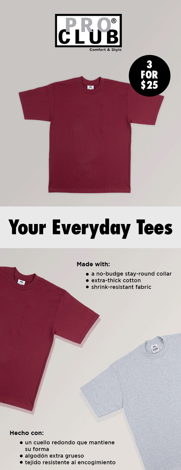 Shop WSS: PRO CLUB TEES! 3 for $25 | Milled