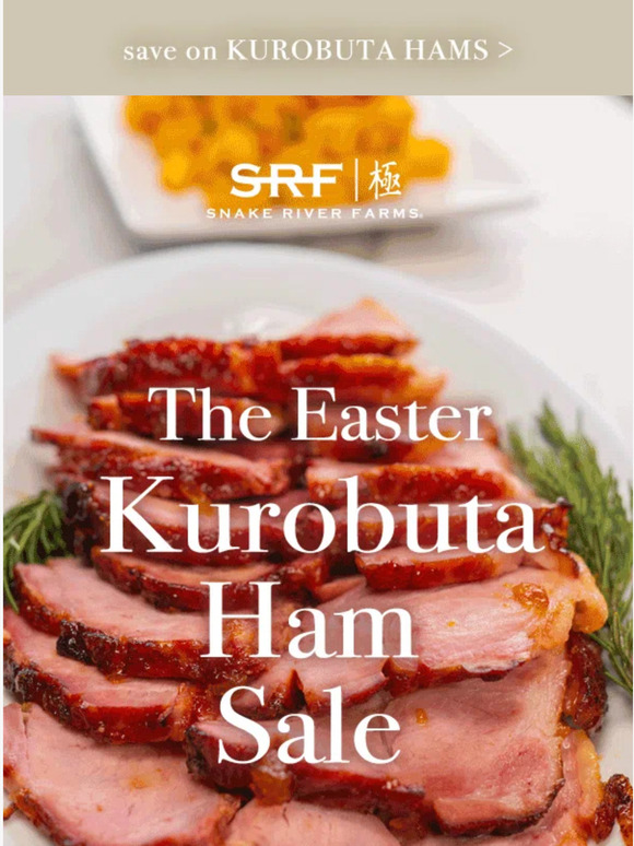Snake River Farms: Hop Into Savings 🐰 20% OFF All Kurobuta Hams | Milled