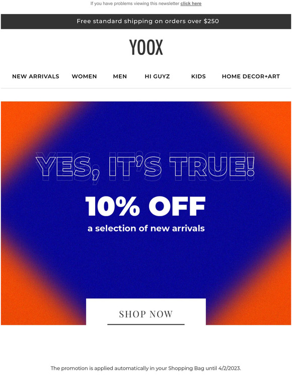YOOX: 10% OFF a selection of new arrivals >> | Milled