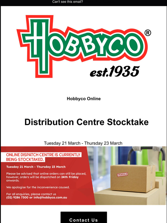 Hobbyco: Online Distribution Centre Stocktake | Milled