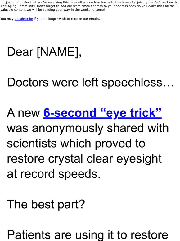 DeRose Health: 1- Morning “eye trick” renews 20/20 vision | Milled