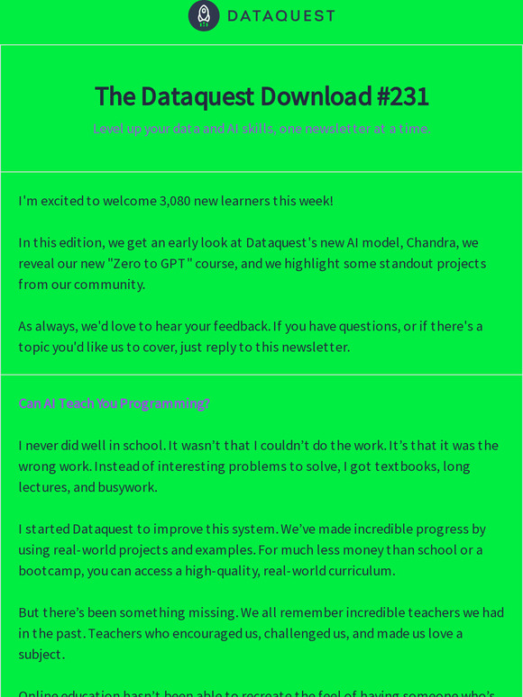 Dataquest: Check out our brand-new AI model, Chandra. | Milled