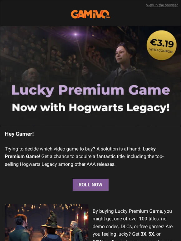 Gamivo: Hogwarts Legacy for €3,19? It's possible - try your luck with Lucky Premium Game! | Milled