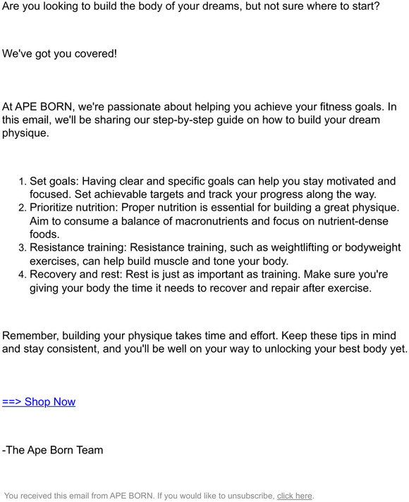 Ape Born Fitness: Build Your Dream Physique: A Step-by-Step Guide | Milled