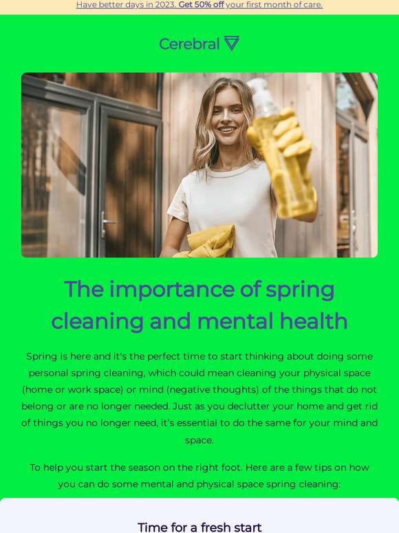 Cerebral: The importance of spring cleaning and mental health 🧹💨 | Milled