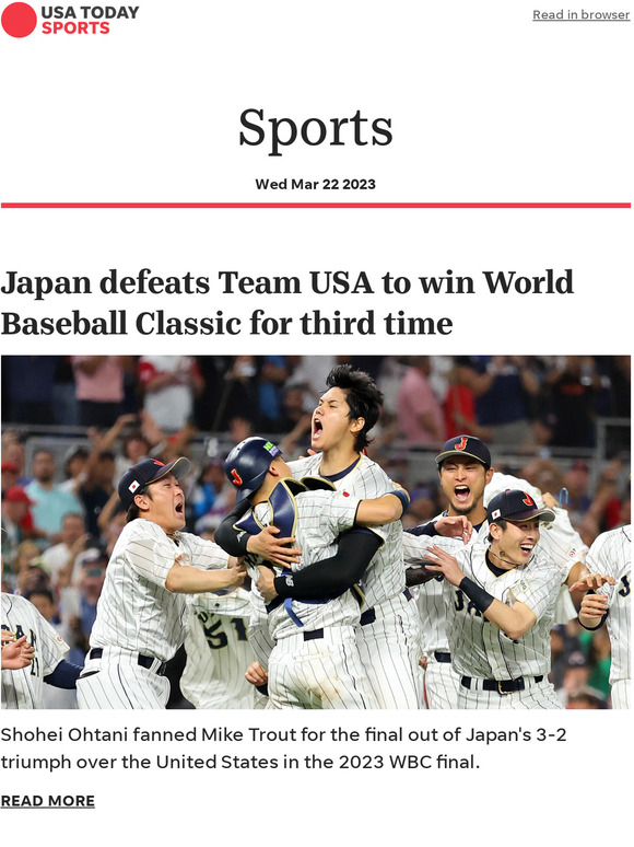 USA TODAY: Ohtani strikes out Trout as Japan wins star-studded WBC title | Milled