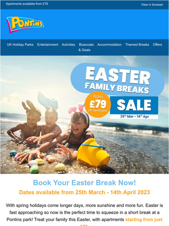 Pontins: 🌸 Book an Easter Break Now! 🐇 With great deals on apartments ...