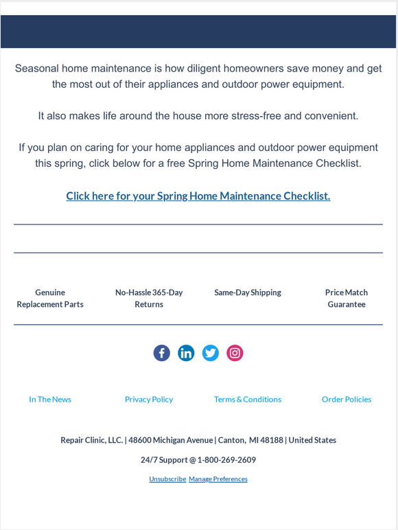 RepairClinic: Free spring home maintenance checklist | Milled