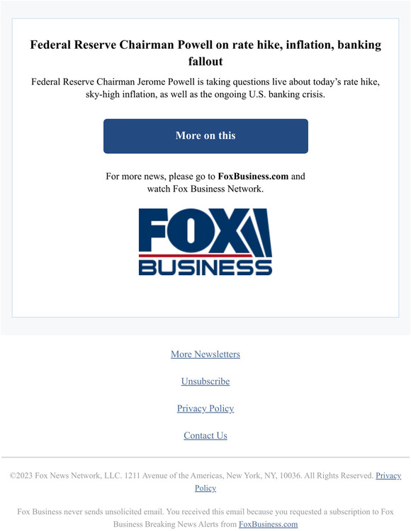 Fox News: Federal Reserve Chairman Powell on rate hike, inflation ...