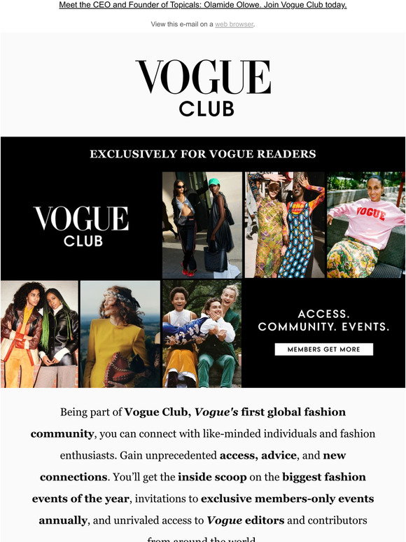 Vogue: See what's upcoming on Vogue Club. | Milled