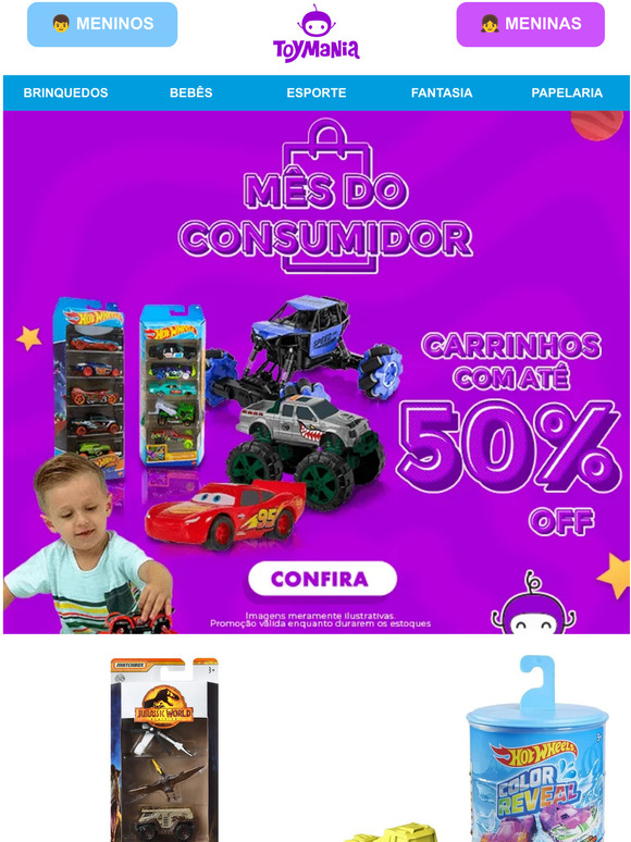 ToyMania: Vrumm 🚗💨 Carrinhos com até 50%OFF | Milled