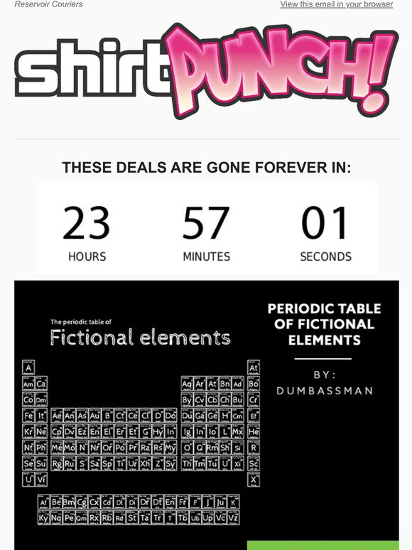 ShirtPunch: The Periodic Table of Fictional Elements | Milled