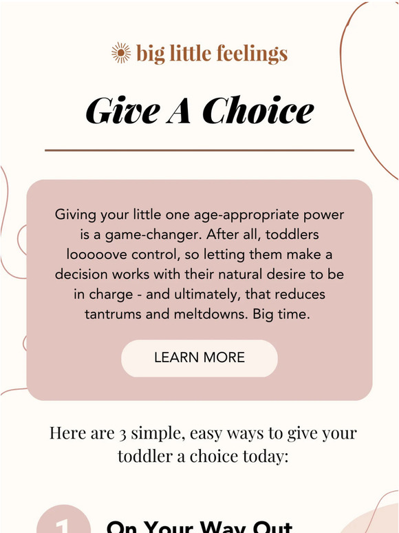 Big Little Feelings: 3 Ways to "Give a Choice" Today | Milled