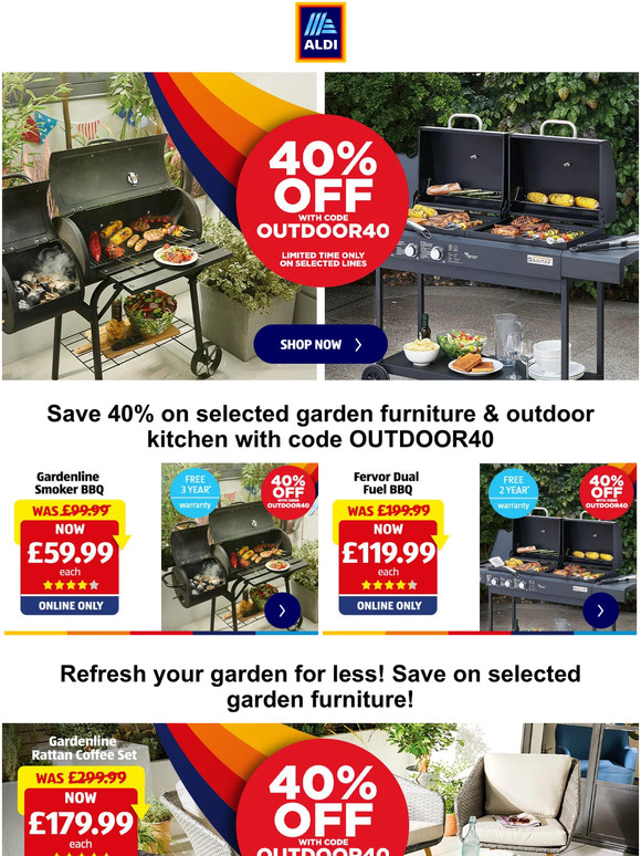 Aldi: 📣 40% Off selected lines with code OUTDOOR40 📣 | Milled